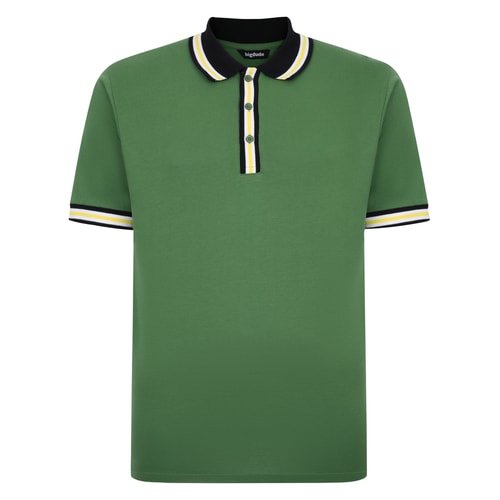 Bigdude Contrast Stripe Tipped Polo Shirt Deep Green | BigDude