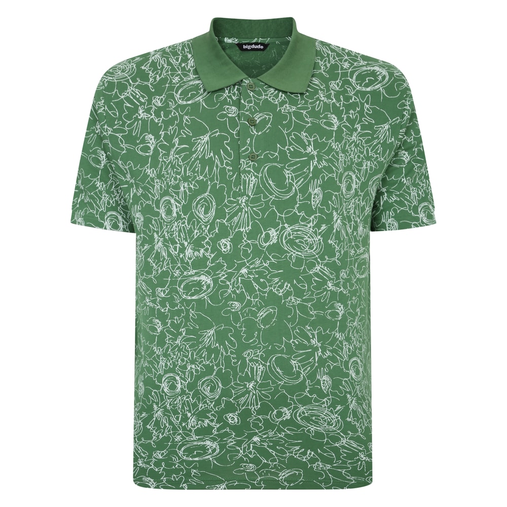 Bigdude Printed Polo Shirt Deep Green | BigDude