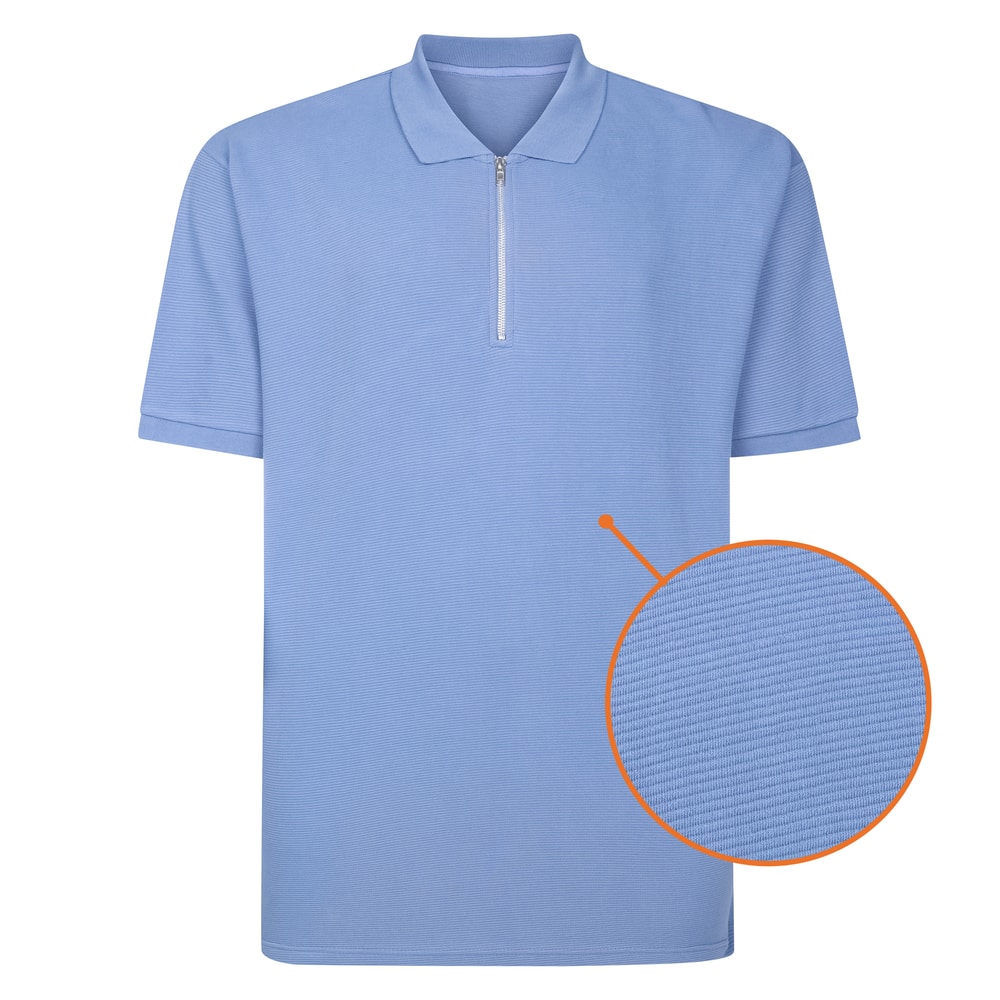 Bigdude Textured Stripe Polo Light Denim | BigDude