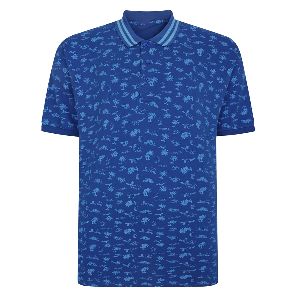 Bigdude Palm Tree Polo Deep Blue | BigDude