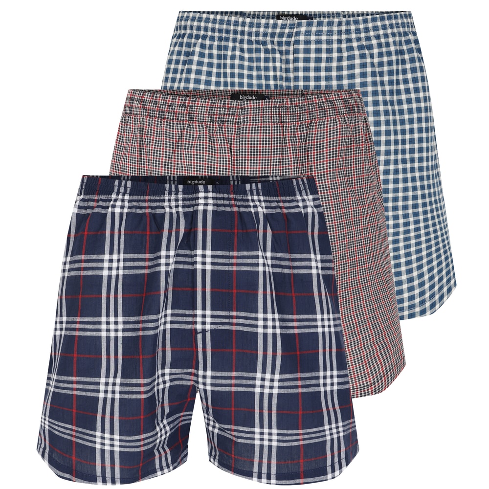 Bigdude 3 Pack Woven Boxer Shorts Multi | BigDude